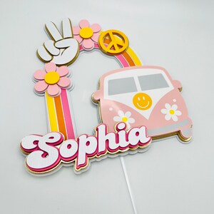 Personalized Groovy Cake Topper, Retro Birthday Cake Topper, Custom Age ...