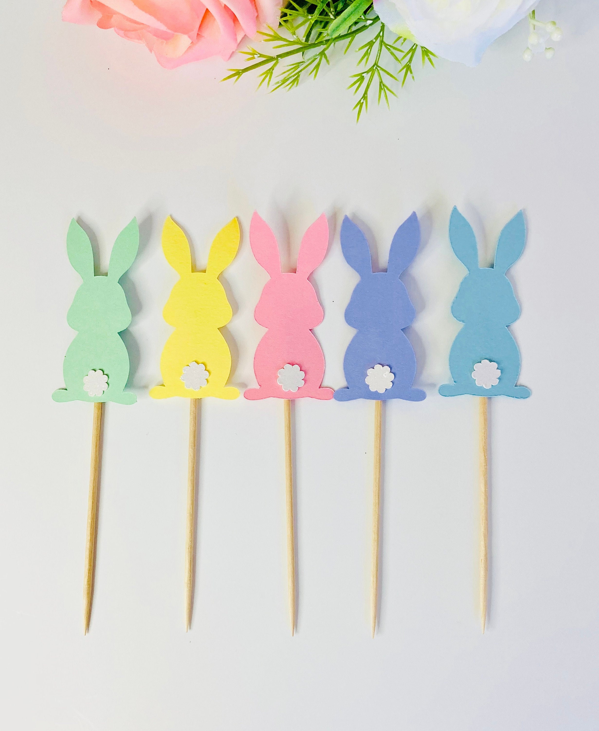 Patel Colors Easter Bunny Cupcake Toppers - Etsy