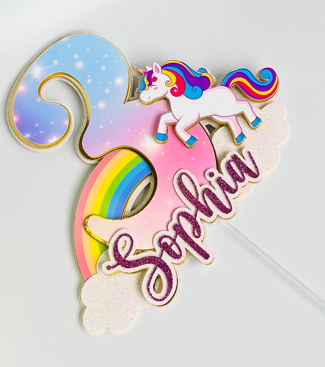 Personalized Unicorn Cake Topper, Custom Age and Name Magical Unicorn ...