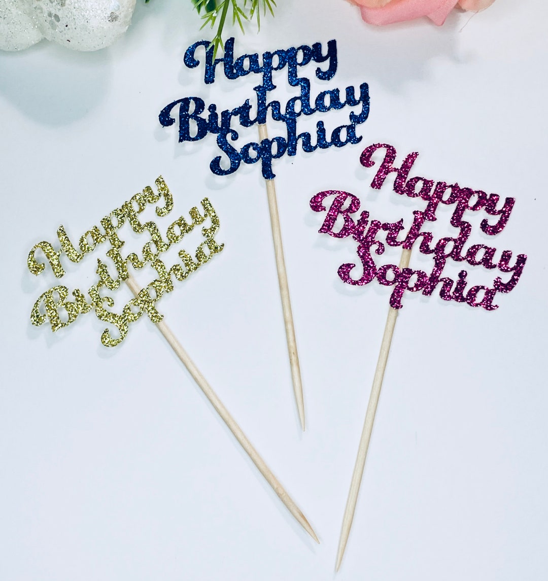 Custom Happy Birthday Cupcake Toppers, Birthday Cupcake Toppers ...