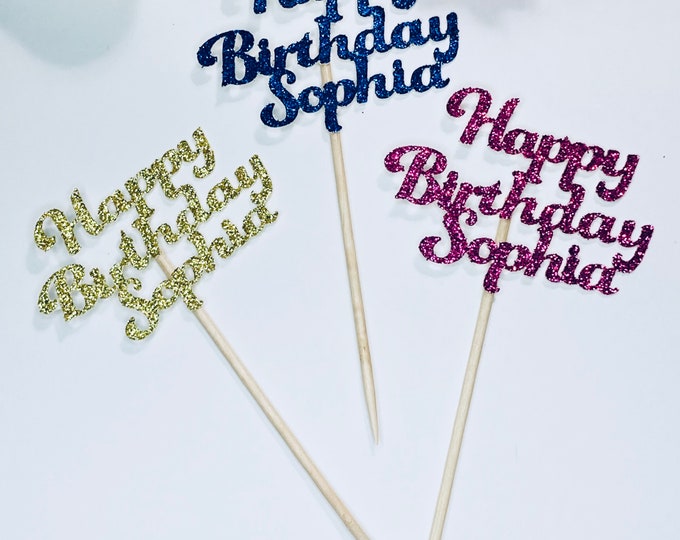 Custom Cup Cake Toppers, FREE Local Pickup, Happy Birthday Toppers ...
