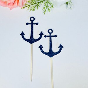 Nautical Cupcake Topper, Anchor Ship Wheel Boat Topper, Nautical Baby ...