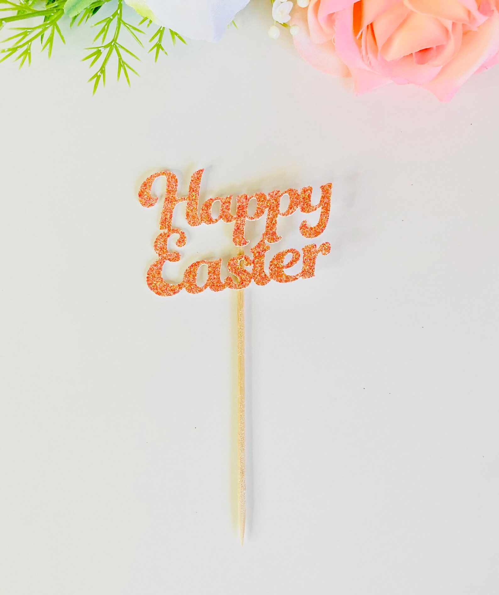 Easter Cupcake Topper, Glitter Happy Easter Topper, Easter Cupcake ...