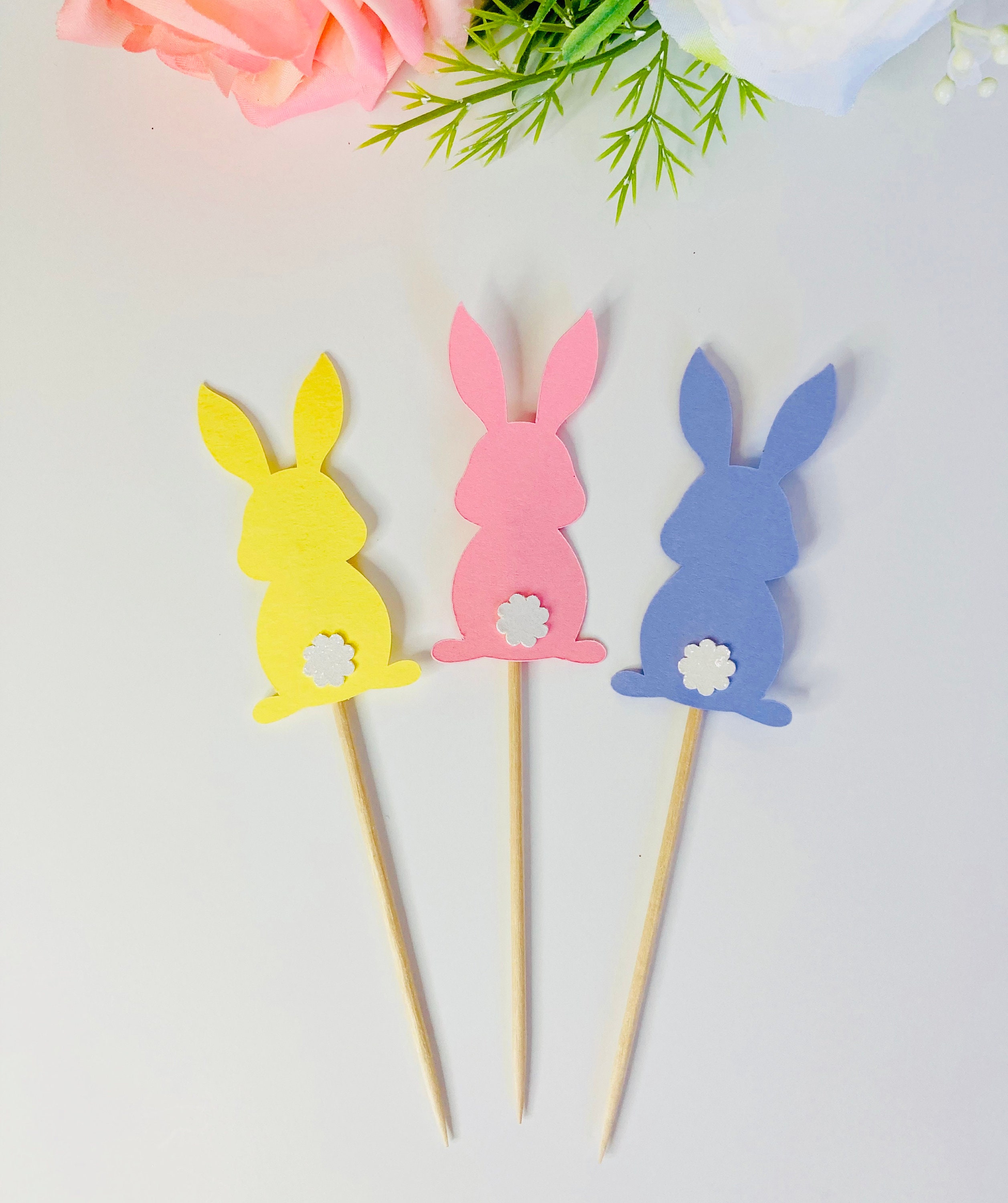 Patel Colors Easter Bunny Cupcake Toppers - Etsy