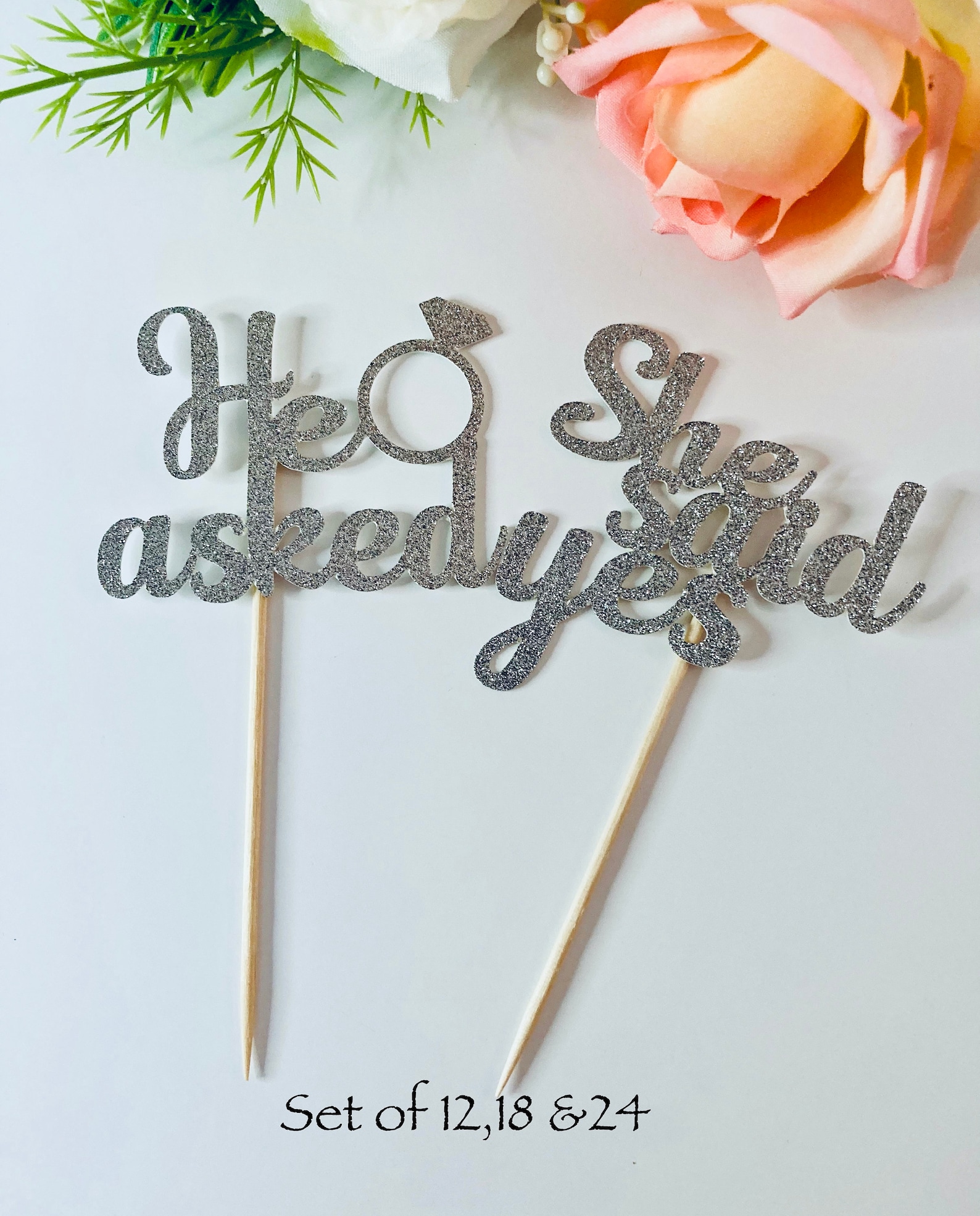 He Asked She Said Yes Cupcake Topper Engagement Cupcake - Etsy