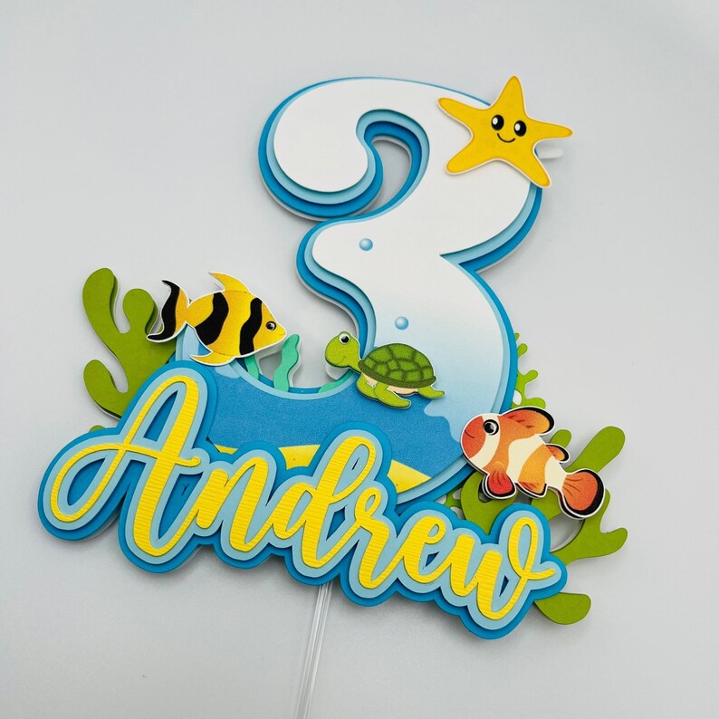 Personalized Under the Sea Cake Topper. Sea Animals Party Decor ...