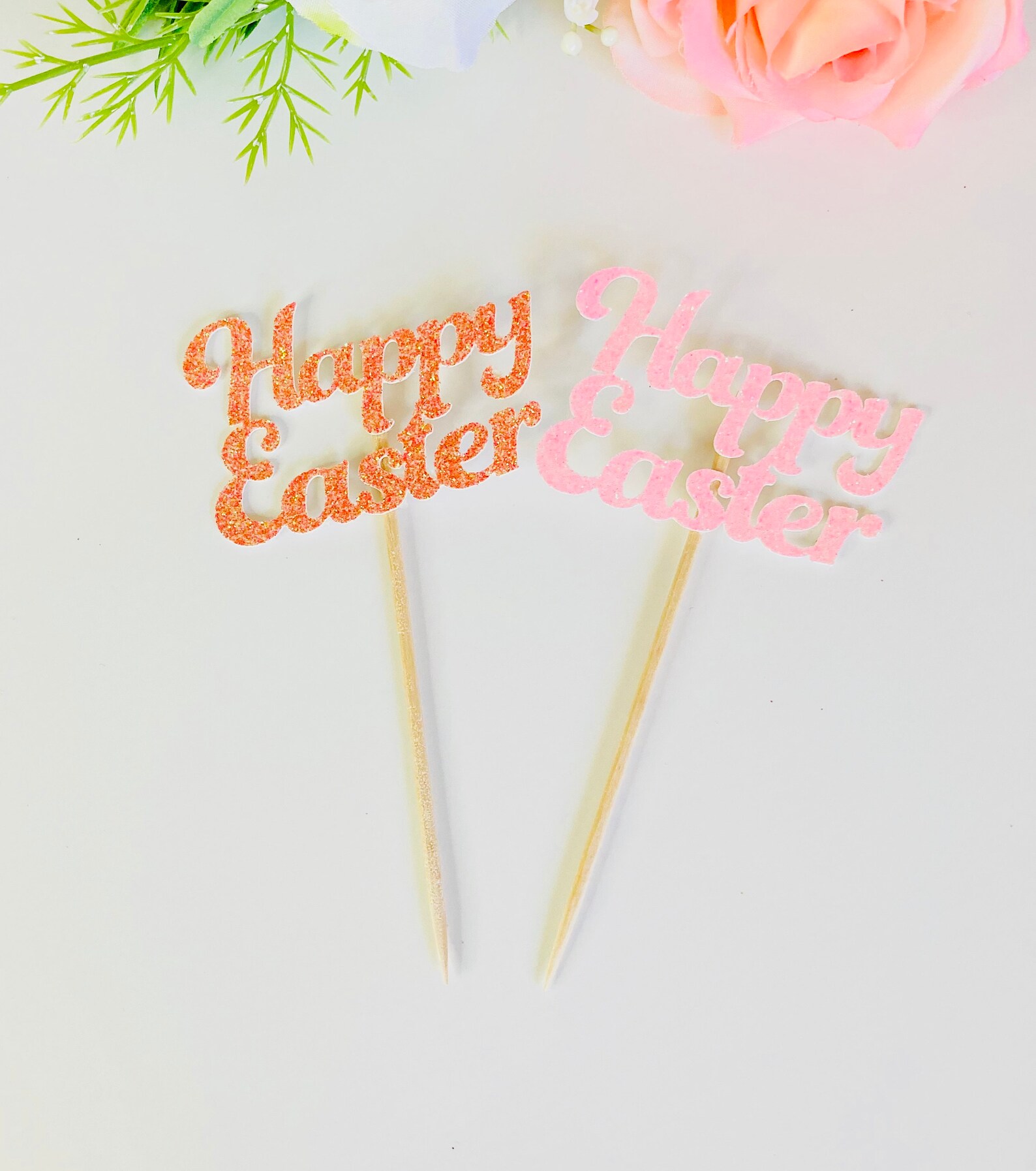 Easter Cupcake Topper Glitter Happy Easter Topper Easter - Etsy