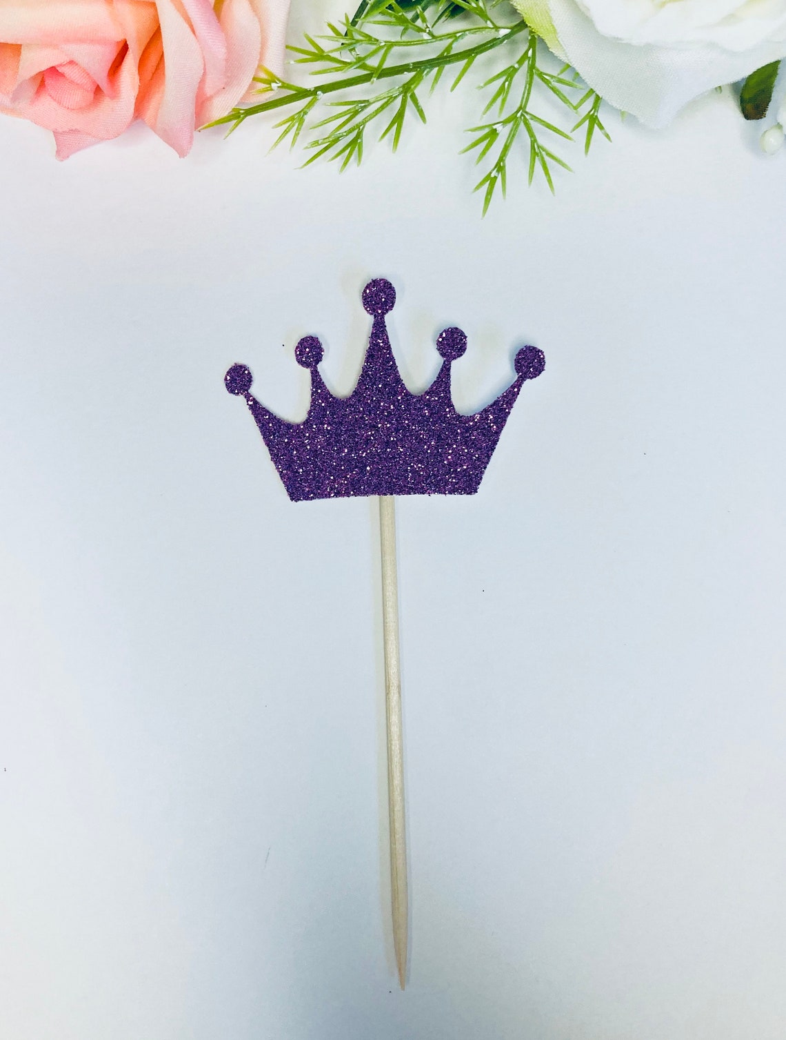 Glitter Crown Cupcake Toppers Princess Cupcake Toppersgirls - Etsy