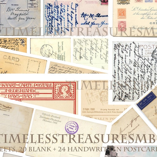Handwritten Postcards Vintage Printable Ephemera Digital - Etsy