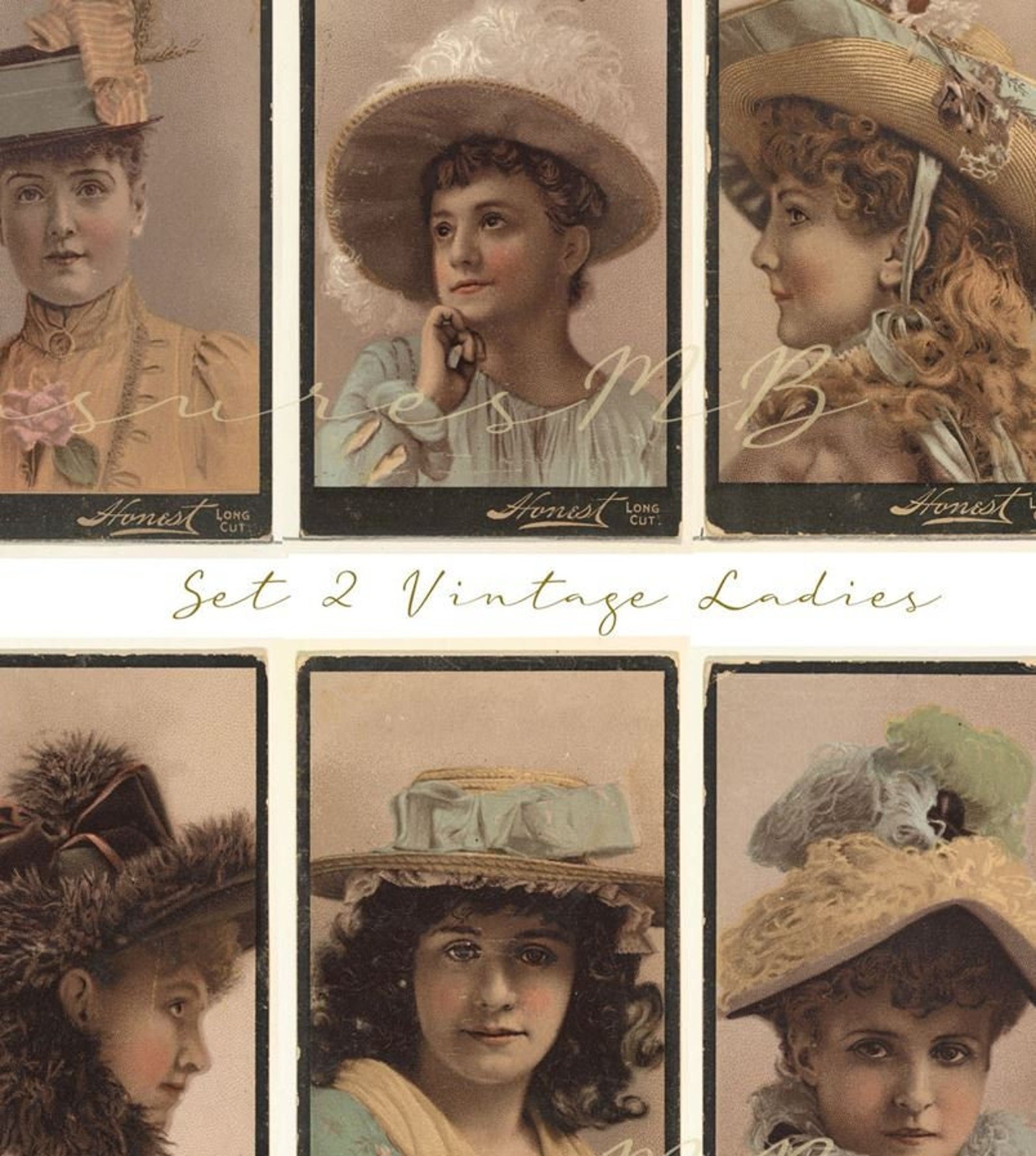 VINTAGE LADIES CARDS Junk Journal Kit, Scrapbook Antique 24 Trade Cards ...