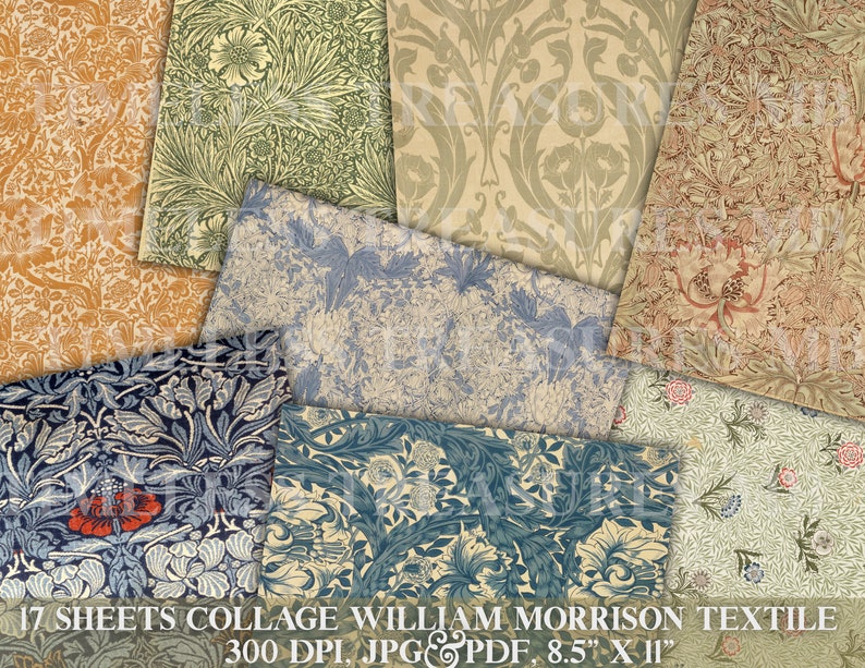 25 Sheets Printable WILLIAM MORRIS Pattern Design Collage - Etsy