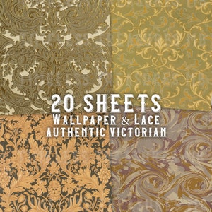 Victorian Wallpaper & Lace Digital Paper: 20 Printable Scrapbook Sheets ...