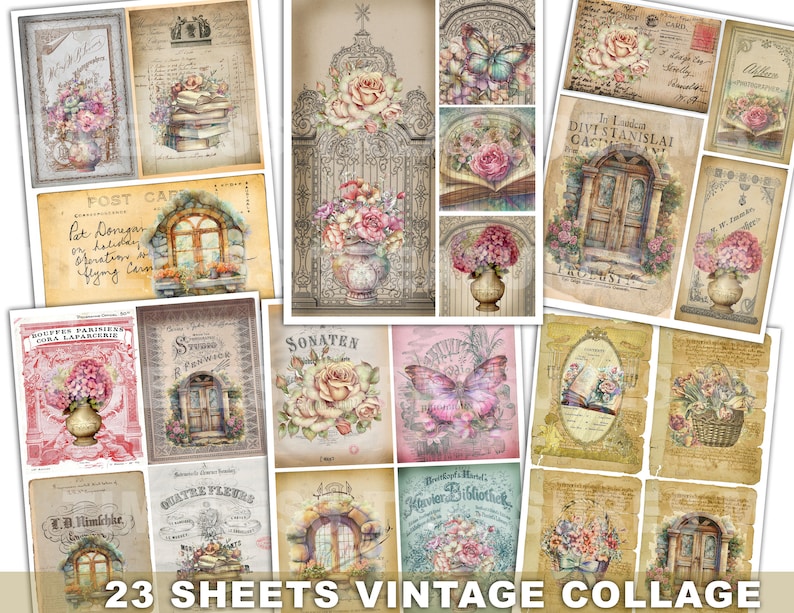 Vintage Collage Printable Junk Journal Kit Scrapbook - Etsy