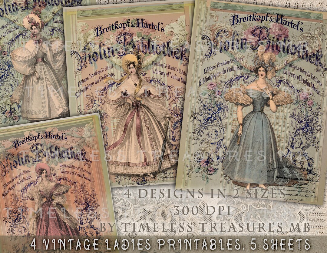 Vintage Victorian Ladies Collage, Junk Journal Embellishments (digital ...