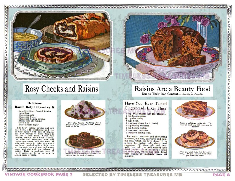 Vintage Cookbook Recipes, 1920s Ephemera for Junk Journal (digital ...