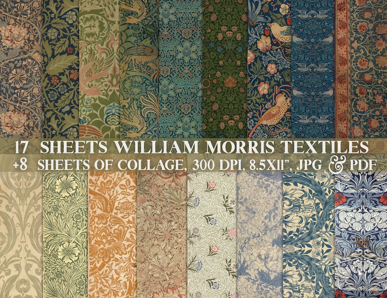 25 Sheets Printable WILLIAM MORRIS Pattern Design Collage - Etsy