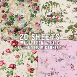 Victorian Wallpaper & Lace Digital Paper: 20 Printable Scrapbook Sheets ...