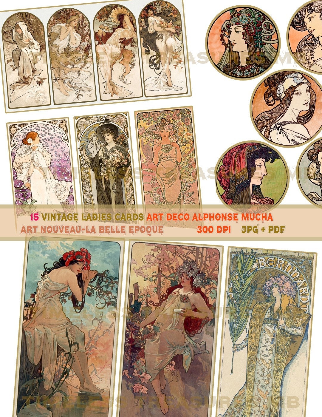Alphonse Mucha Art Nouveau Ladies Ephemera Kit (JPG & PDF) - Etsy
