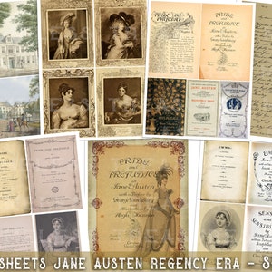 Jane Austen Regency Ephemera: Vintage Scrapbook Collage (25 Sheets ...