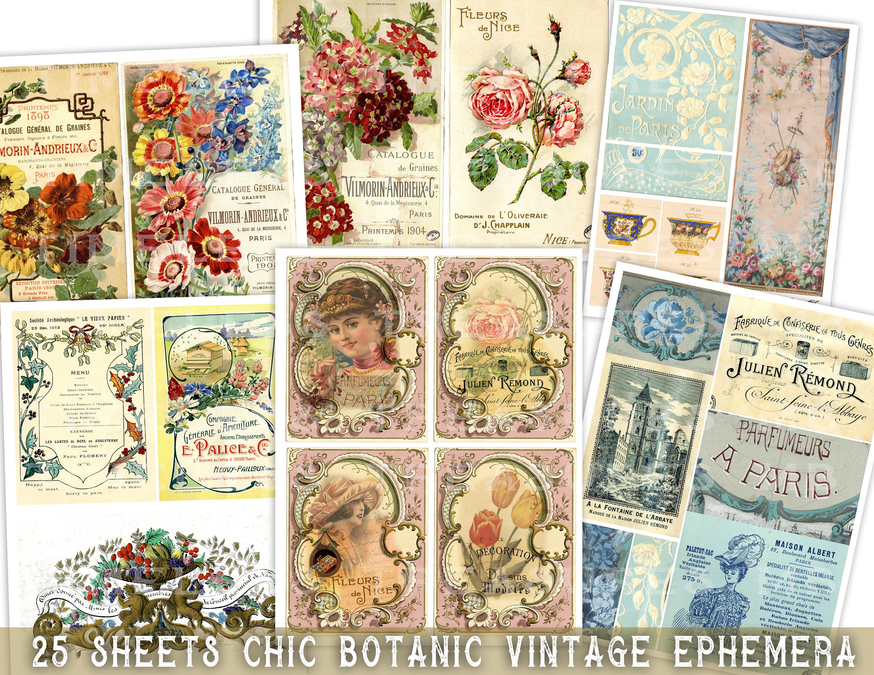 Vintage Botanic Ephemera: Chic Floral Junk Journal Kit (digital ...