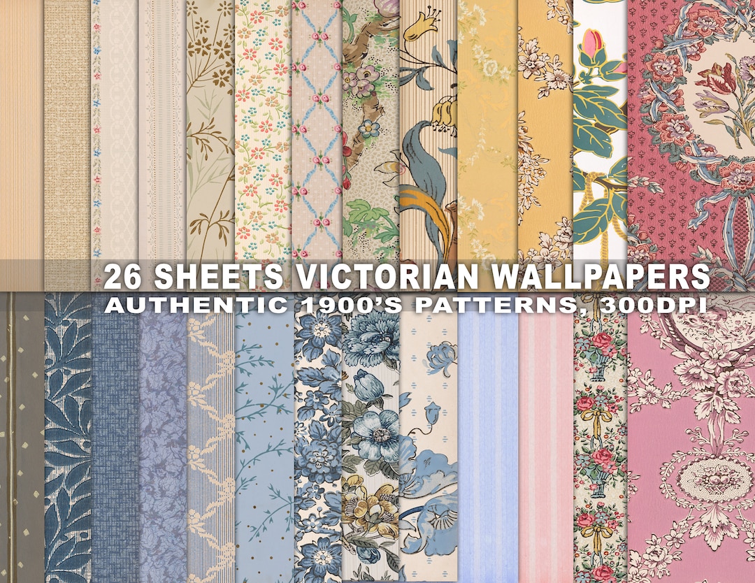 26 Vintage Floral Wallpaper Sheets: Victorian Scrapbook Paper (digital ...