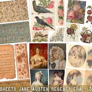 Jane Austen Regency Era, 25 Sheets, Printable Ephemera, Junk Journal ...