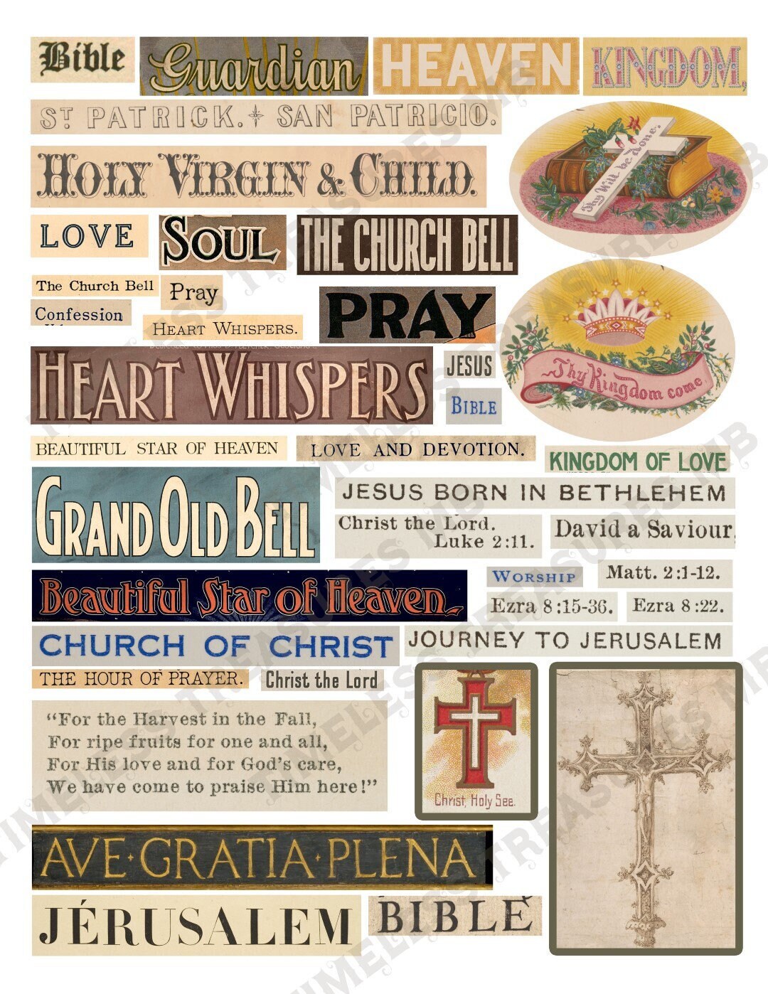 Faith Christian Ephemera Religious Words Jesus Christ Bible Collage ...