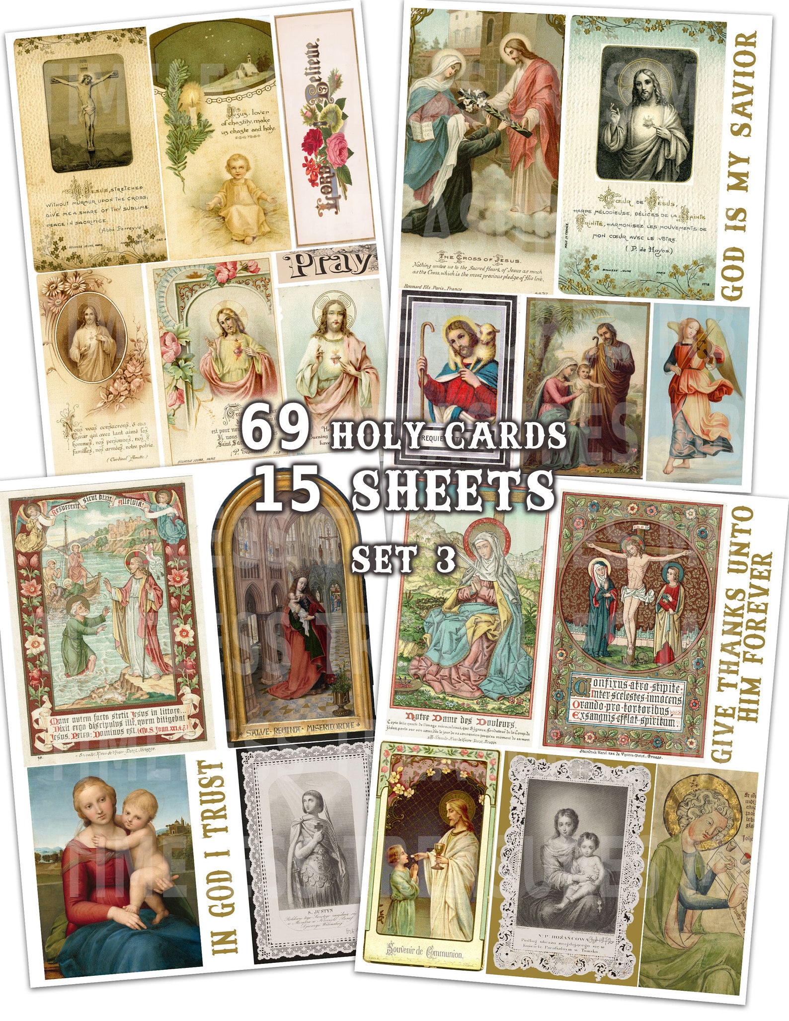 Vintage Holy Cards: Religious Ephemera, Christian Art (digital Download ...