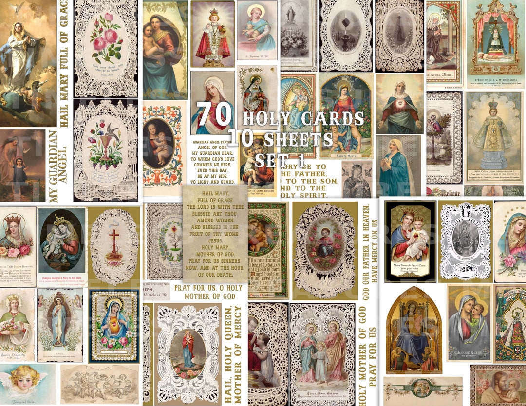 Catholic Holy Cards: Vintage Christmas Ephemera (10 Sheets) (digital ...