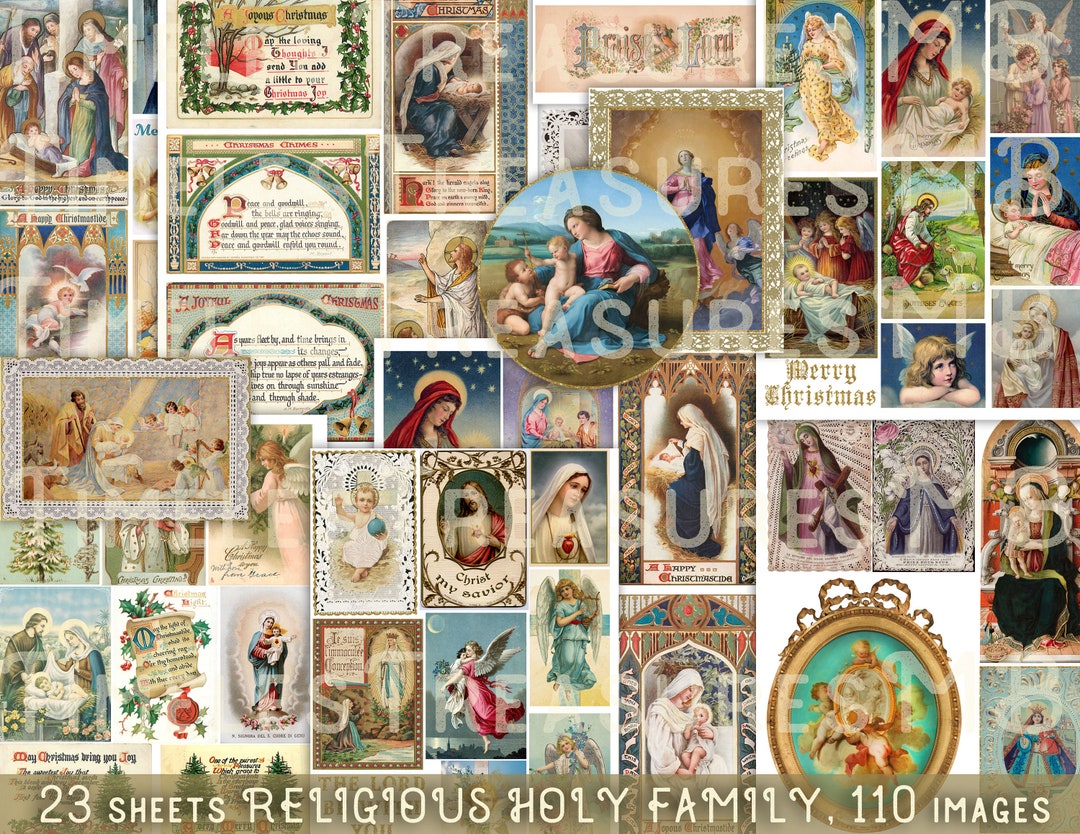 Vintage Catholic Holy Cards, Nativity Scene, 23 Collage Sheets (digital ...