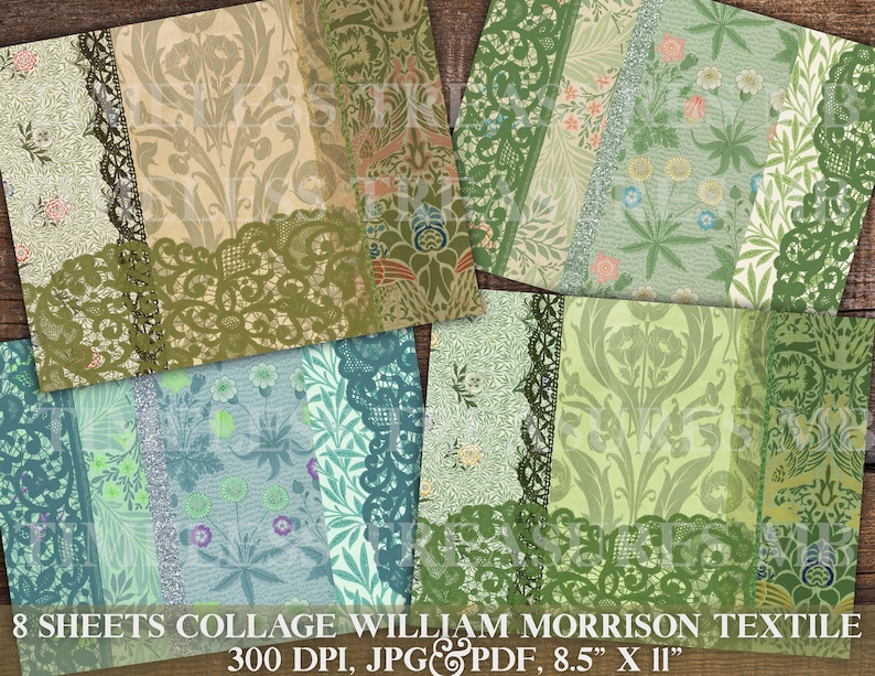 25 Sheets Printable WILLIAM MORRIS Pattern Design Collage - Etsy