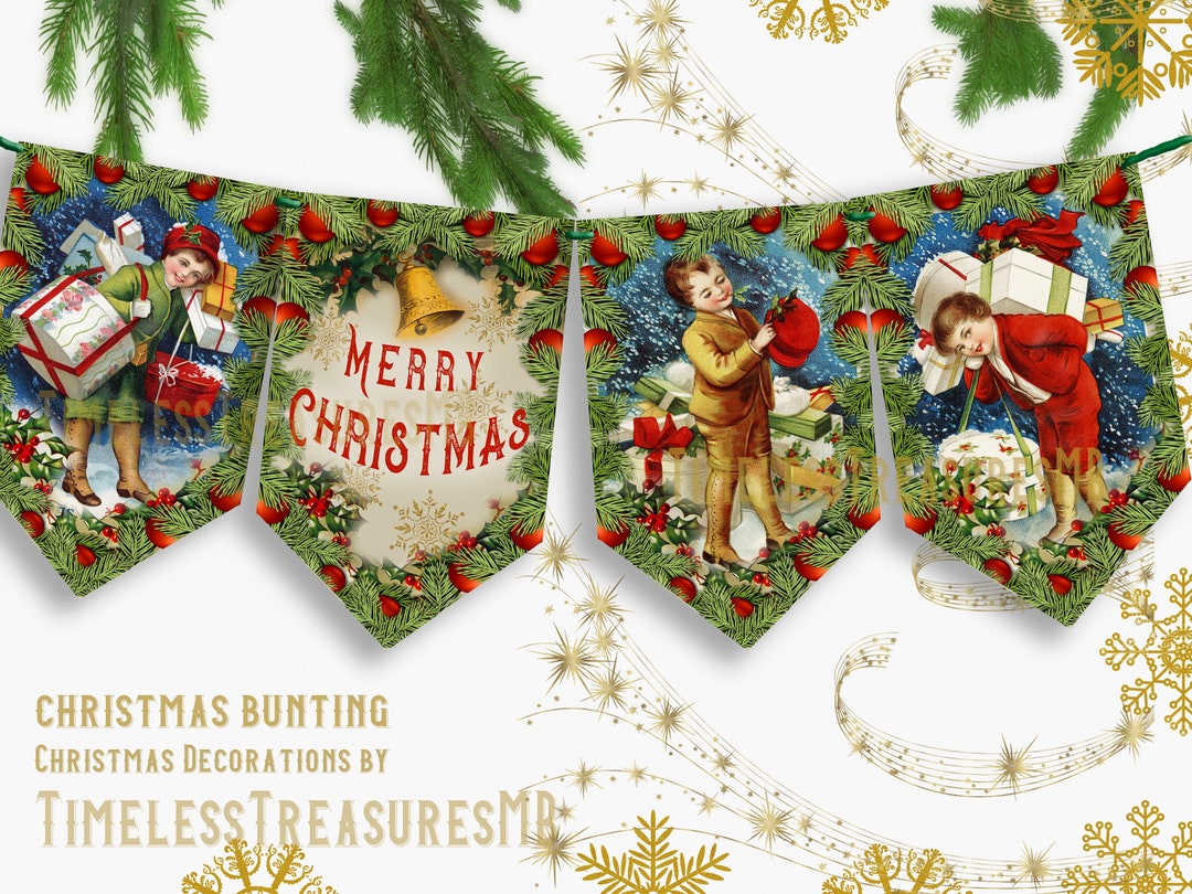 Printable CHRISTMAS Party BUNTING Banner Garland Decoration Rustic ...