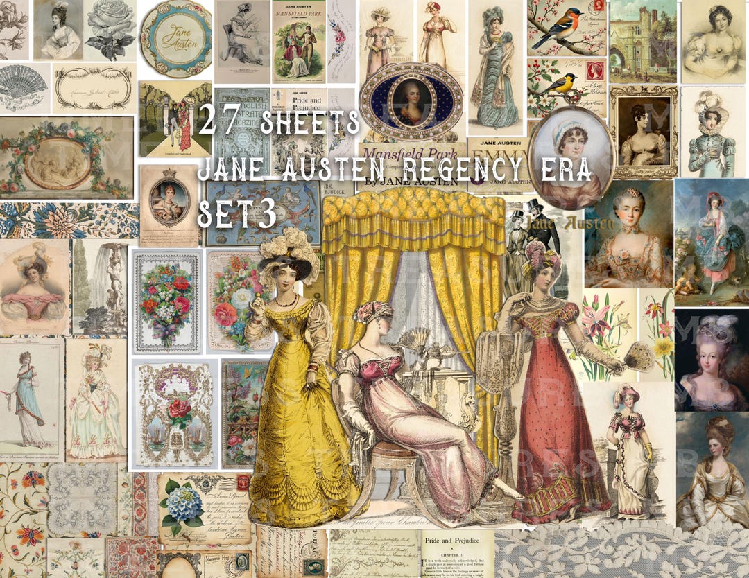 Jane Austen Regency Era, 27 Sheets, Printable Ephemera, Junk Journal ...
