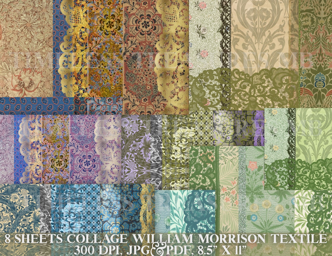 25 Sheets Printable WILLIAM MORRIS Pattern Design Collage - Etsy