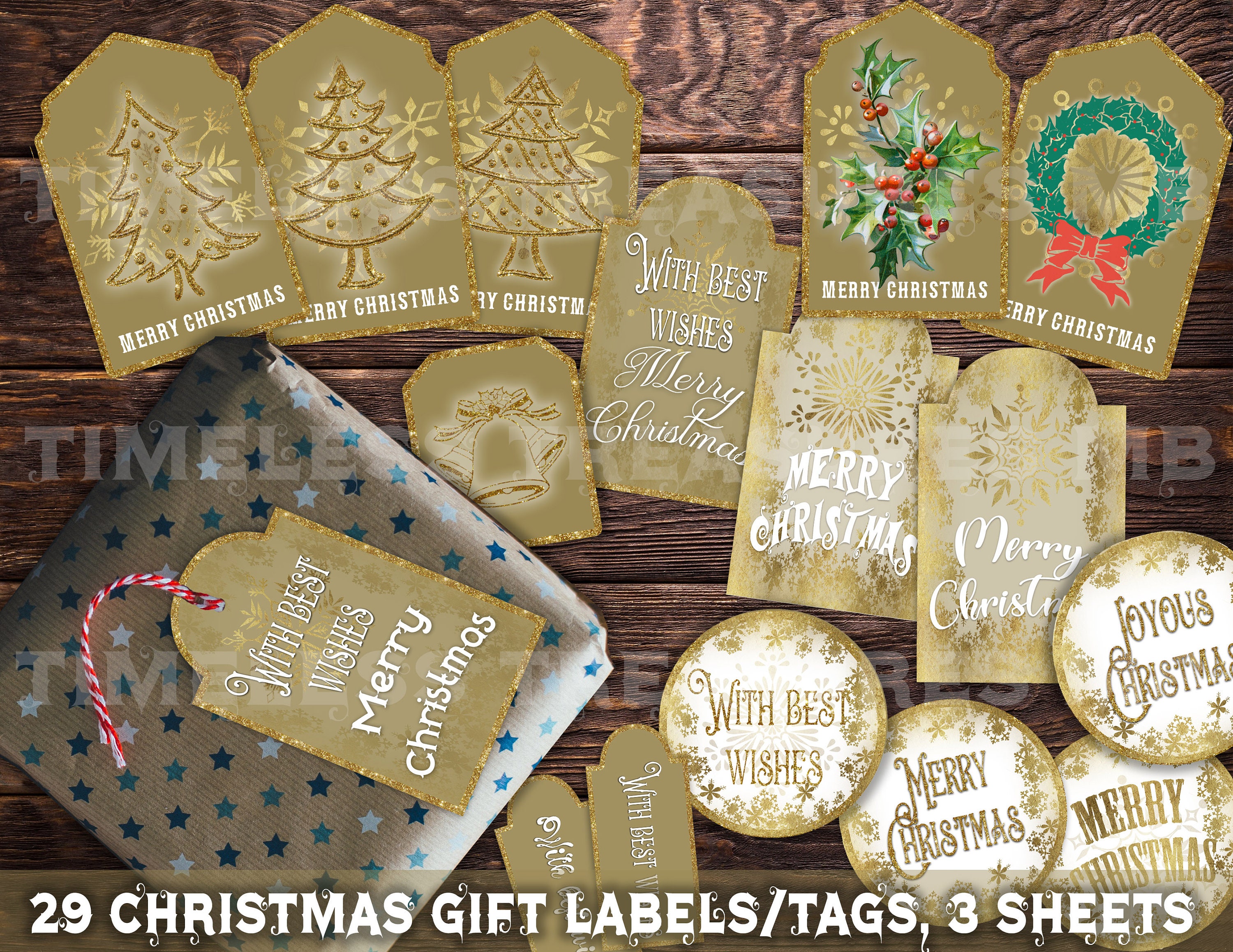 Printable 29 CHRISTMAS GIFT Tags Labels Cards, Merry Christmas Tags ...