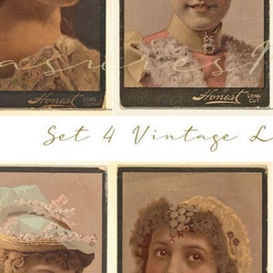 VINTAGE LADIES CARDS Junk Journal Kit, Scrapbook Antique 24 Trade Cards ...