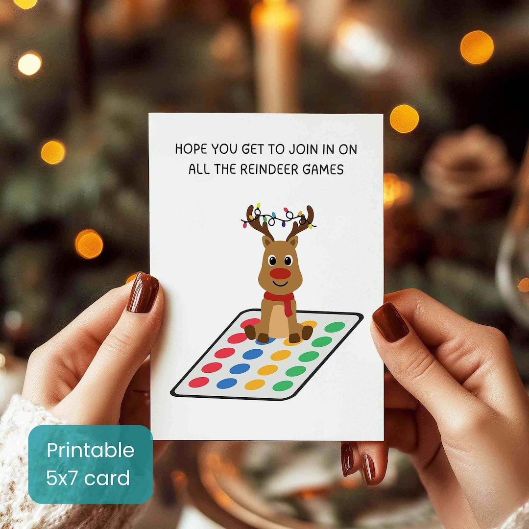 Funny Christmas Card Printable, Reindeer Christmas Card, Digital ...