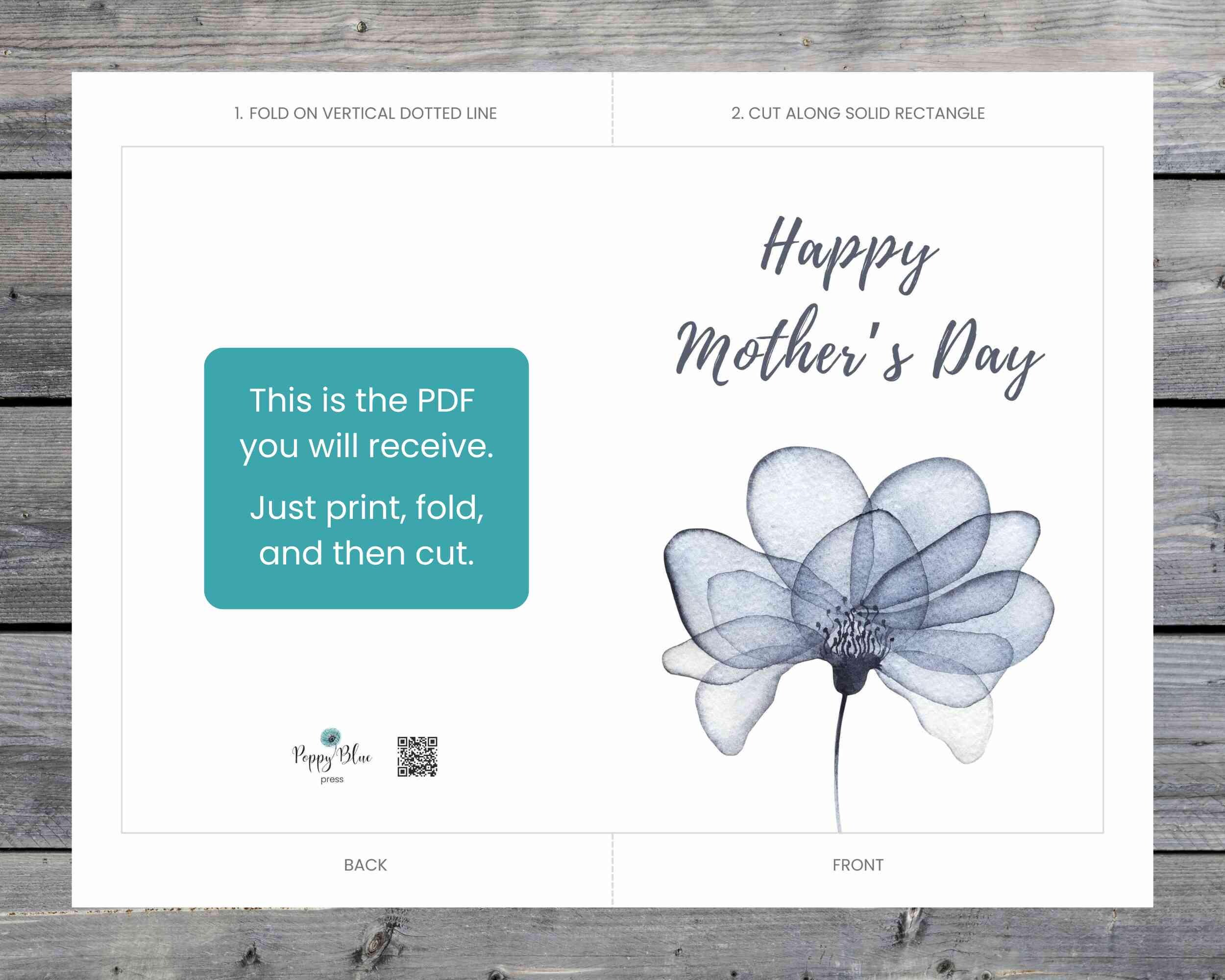 Floral Mother's Day Card, Printable Mother's Day Card, Flower Mother's ...
