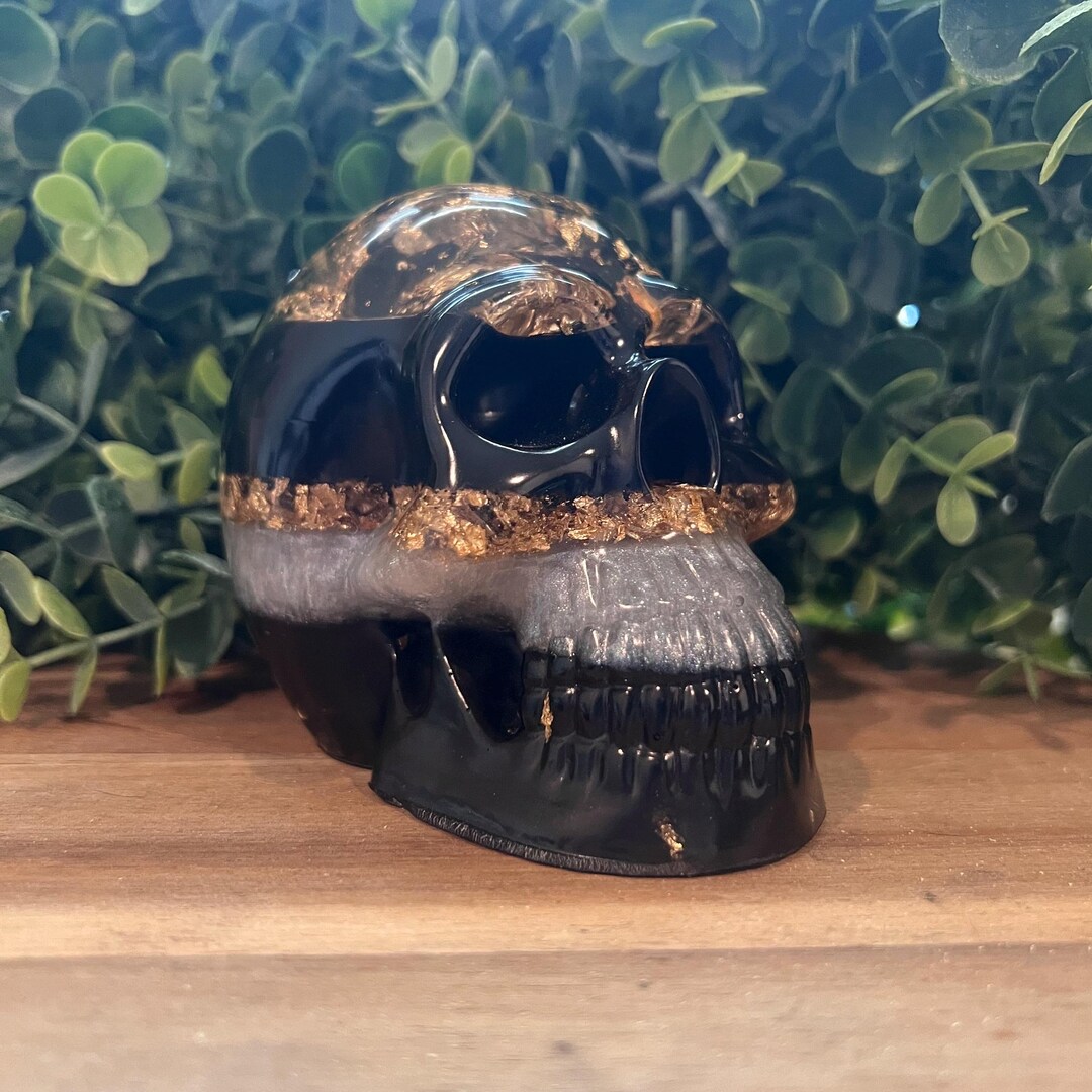 Black and Gold Layered Skull | Epoxy Resin Skull | Skull Decoration ...