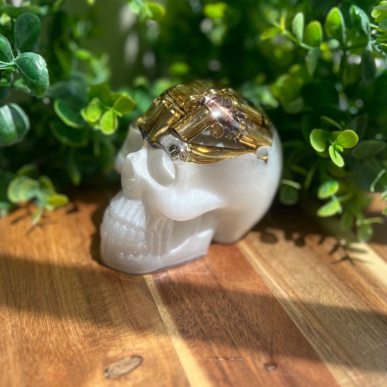 White Bullet Skull Epoxy Resin Skull Skull Decoration Bullet Decoration ...