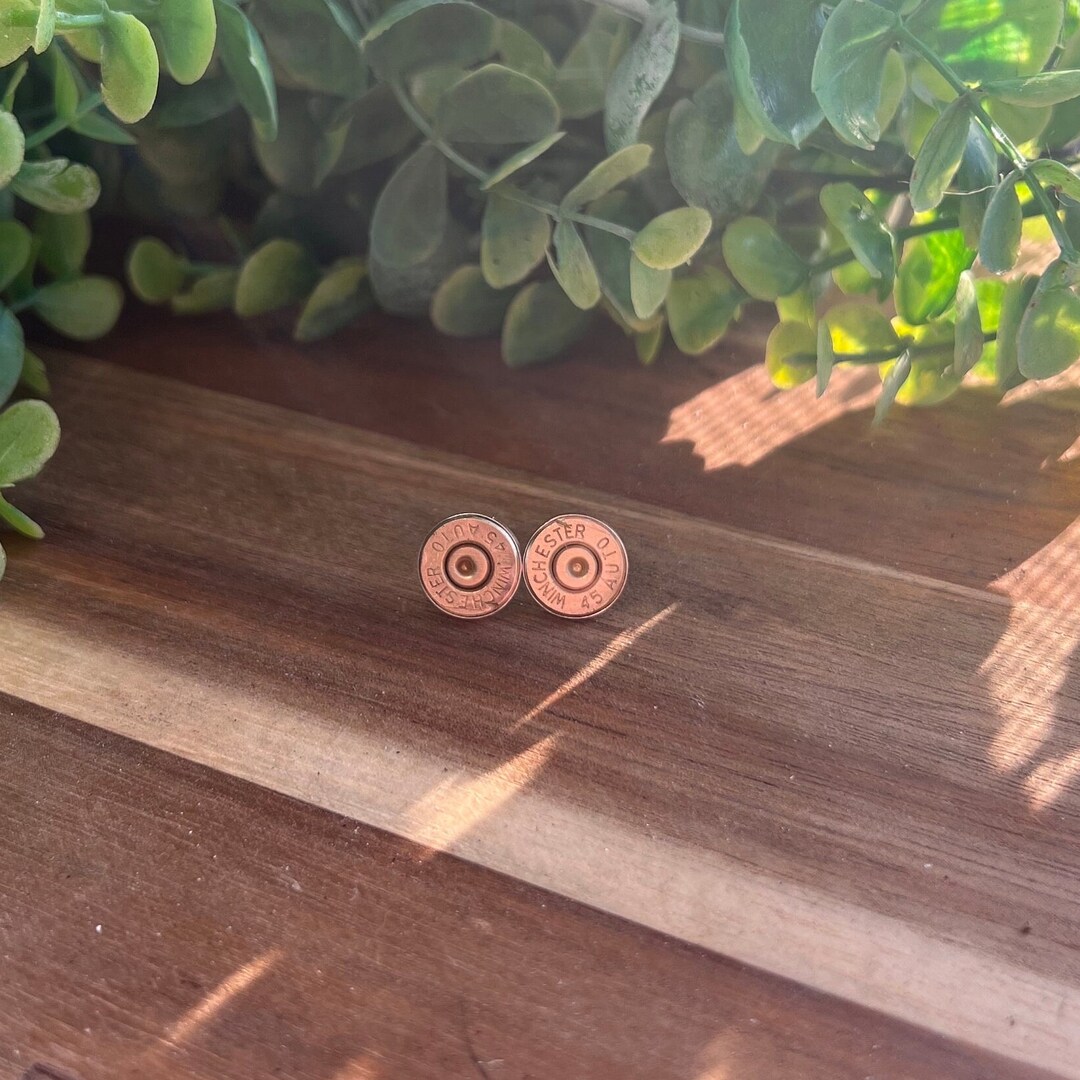 45ACP Bullet Casing Earring Stud Bullet Stud Freedom Jewelry Bullets 2a ...