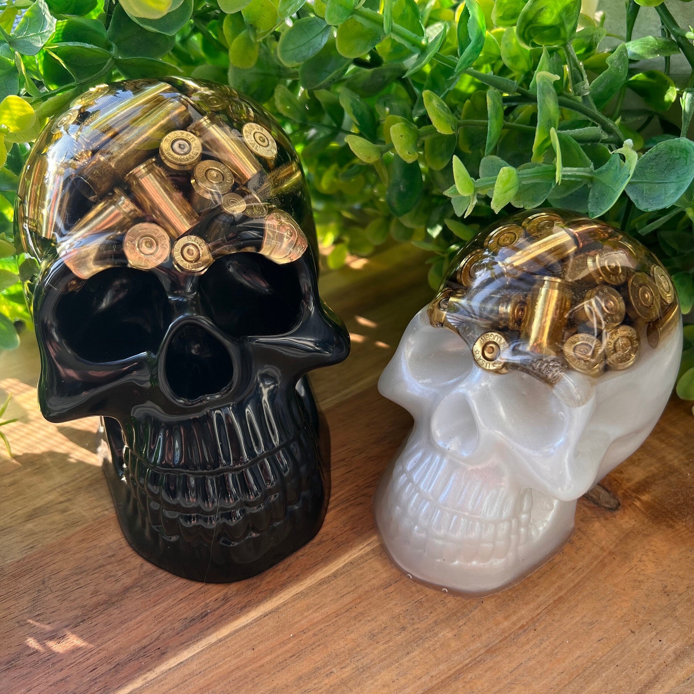 Large Black Bullet Skull Epoxy Resin Skull Skull Decoration Bullet Decoration Man Cave Gift Man ...
