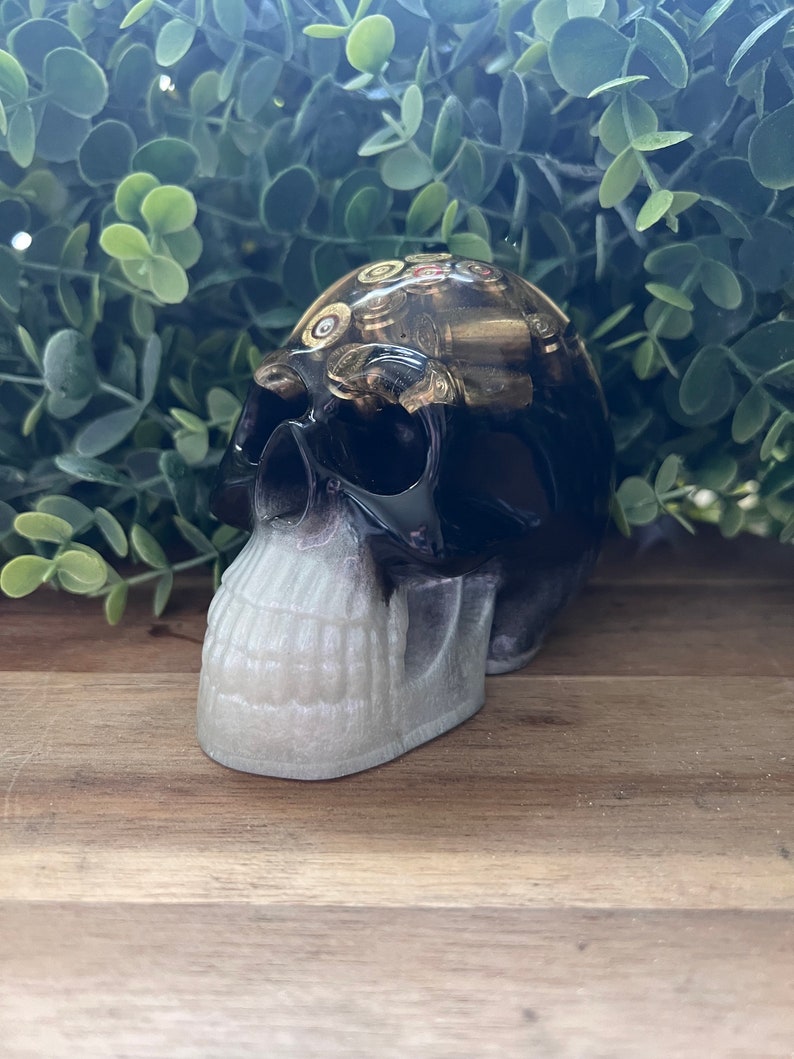 Black and White Bullet Skull | Epoxy Resin Skull | Skull Decoration ...