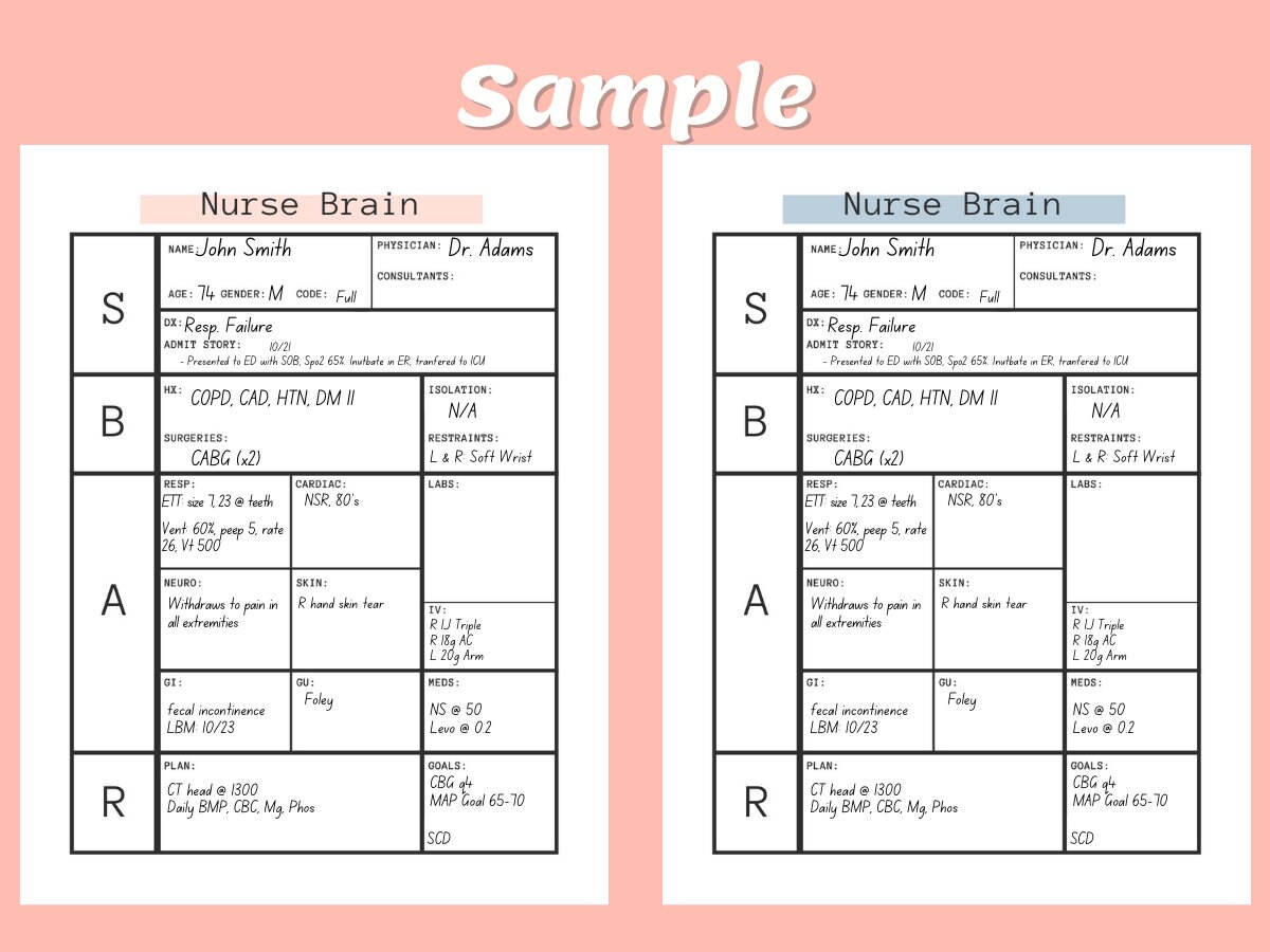 SBAR | Nursing Brain | Report Sheet | Nurse Brain | ICU Report Sheet ...