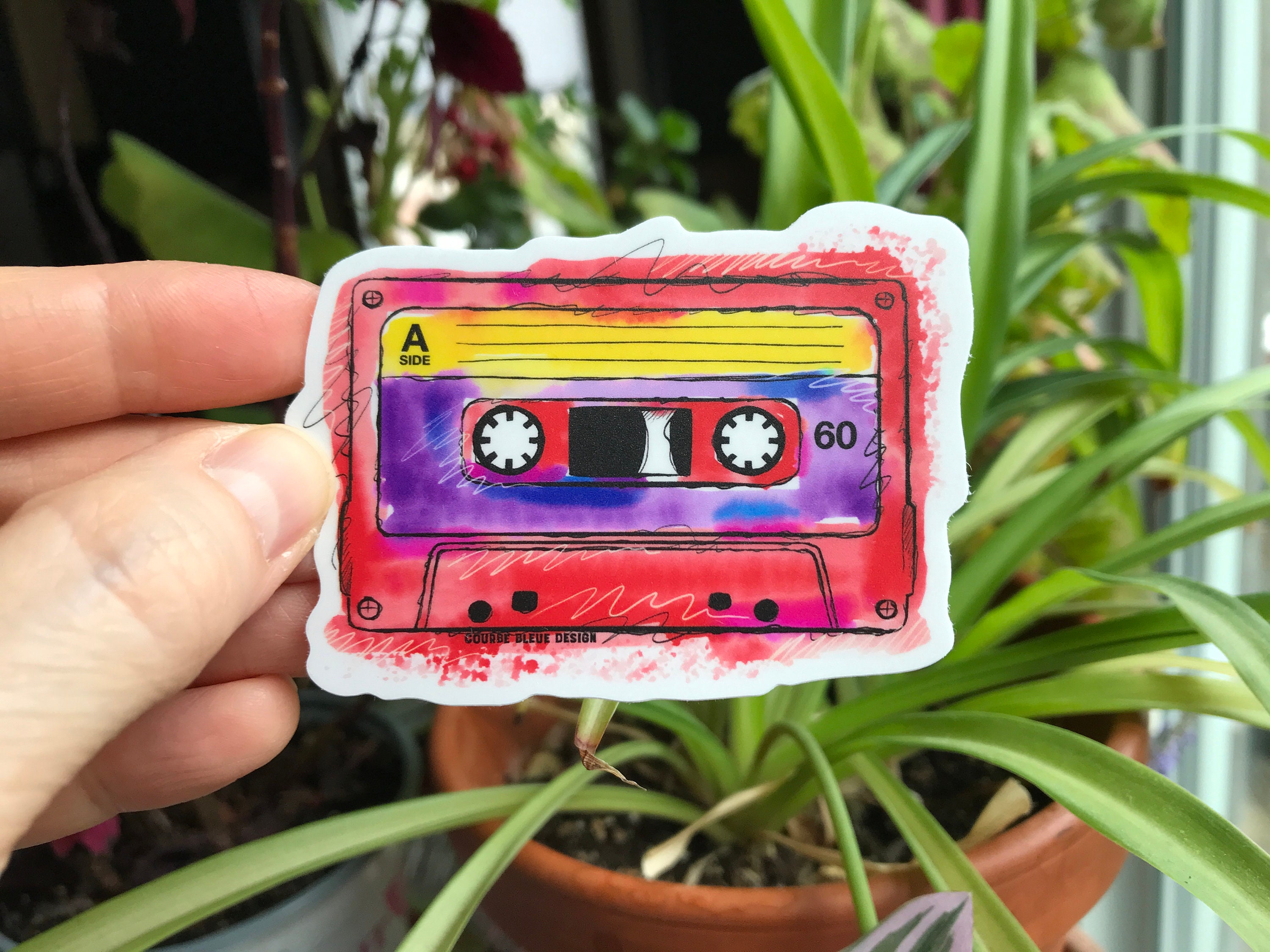 Vintage Cassette Tape Vinyl Sticker Red Cassette Music Lover Cassette ...