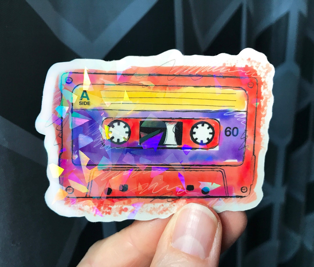 Vintage Cassette Tape Transparent Sticker | Red Cassette | Music Lover ...