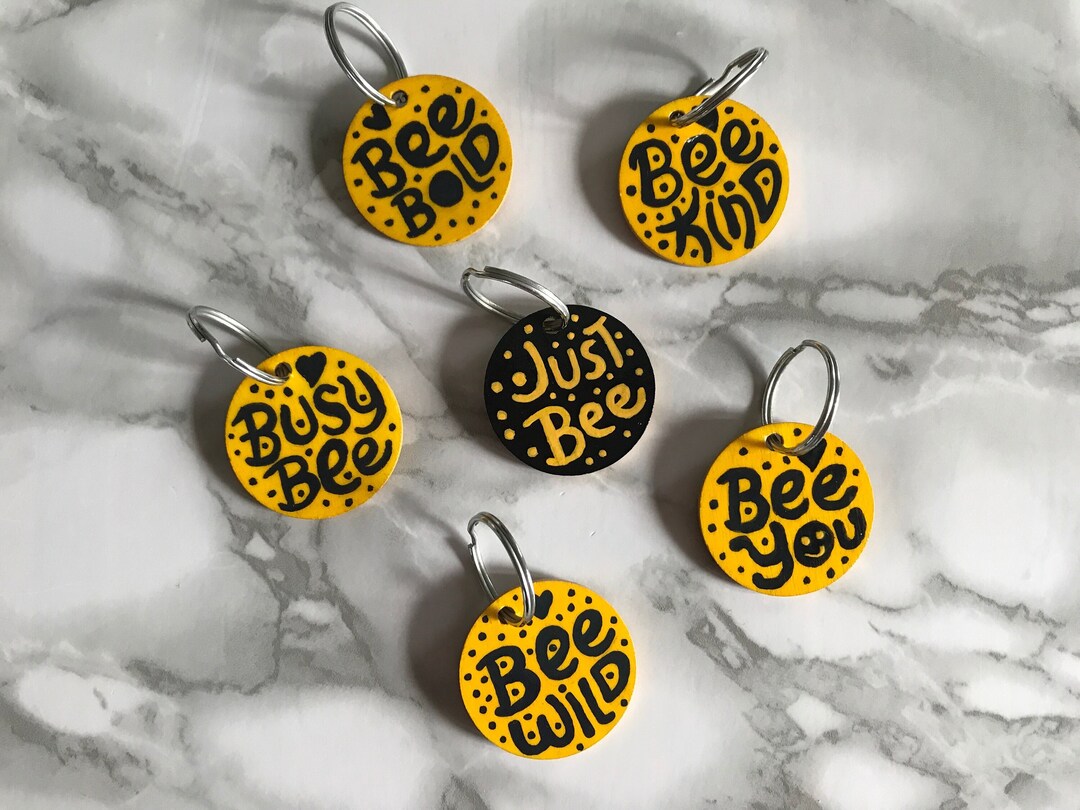 Positive Bee Hand Painted Keychain | Bee Kind, Bee Wild, Bee You, Just ...
