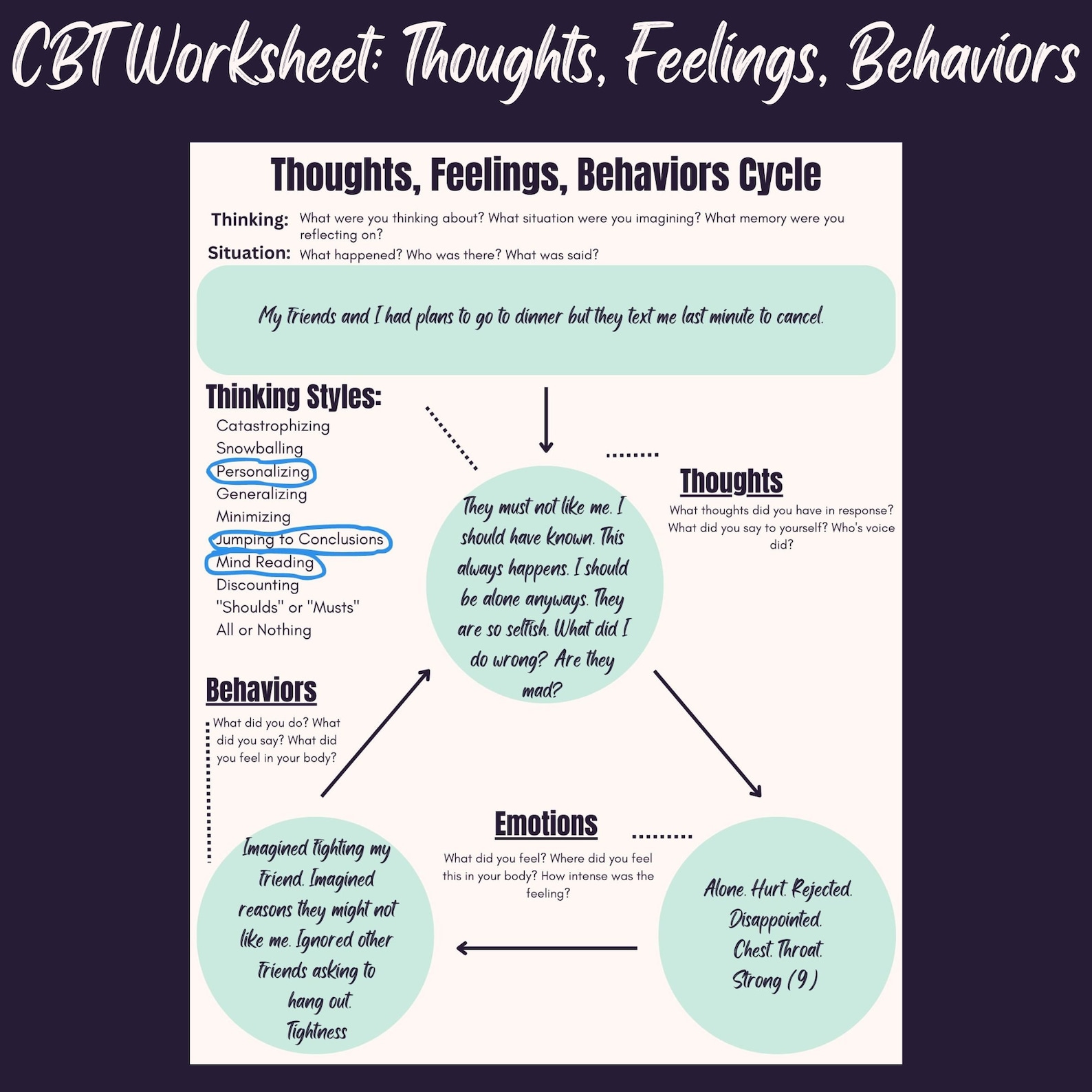 Therapy Worksheet, CBT Worksheet, Printable Mental Health Worksheet ...