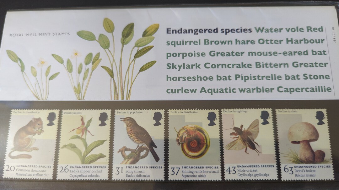 Royal Mail Mint Stamps. Endangered Species. January 20th 1998 ...