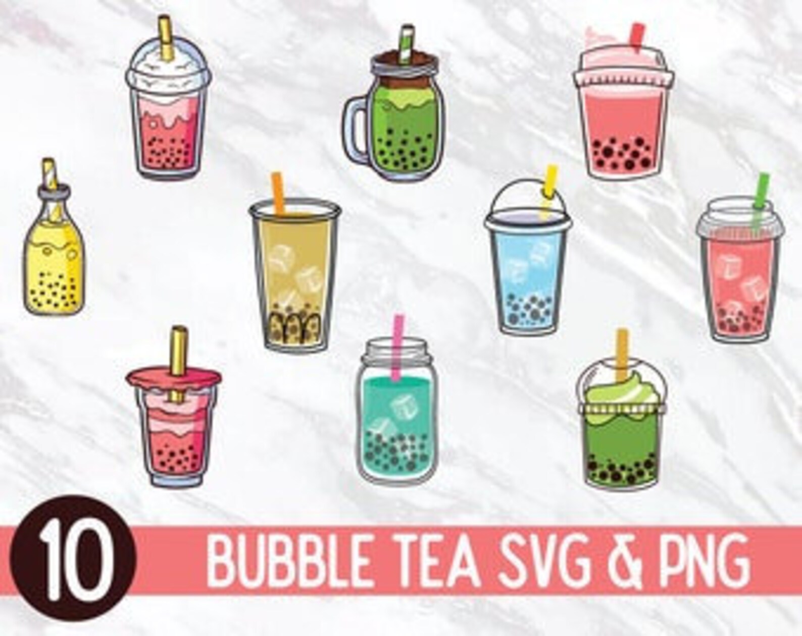10 Bubble Tea SVG Bundle Tea Cups PNG Tea Lover Svg Bundle - Etsy